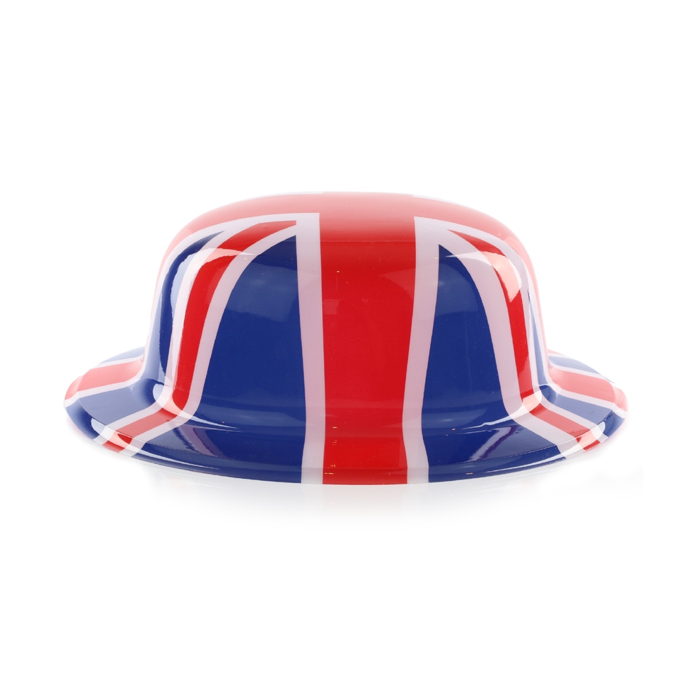 BRITISH UNION JACK BOWLER HATS PLASTIC VE DAY 2025 GB TEAM ROYAL PARTY ...