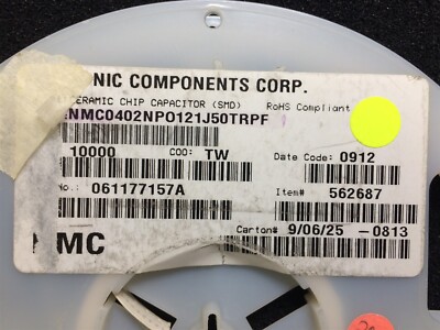 NMC0402NPO121J50TRPF NIC CAP CERAMIC 120pF 50V C0G 5% SMD T/R ROHS 515 ...
