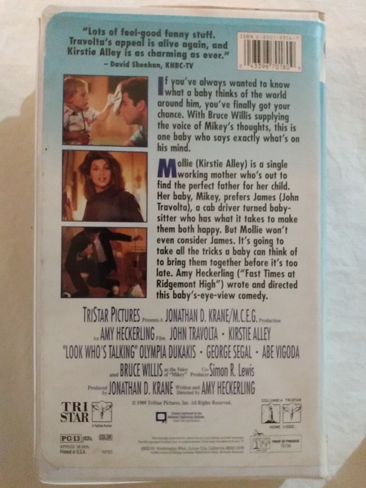 2 VHS Comedy Look Who's Talking Who's Talking Too John Travolta Kirstie ...