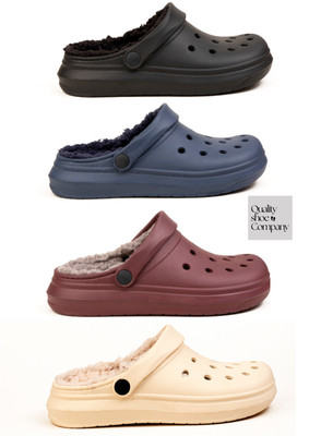 LADIES WOMENS CLOGS FUR LINED SLIP ON COSY GARDEN HOUSE SLIPPERS MULES ...