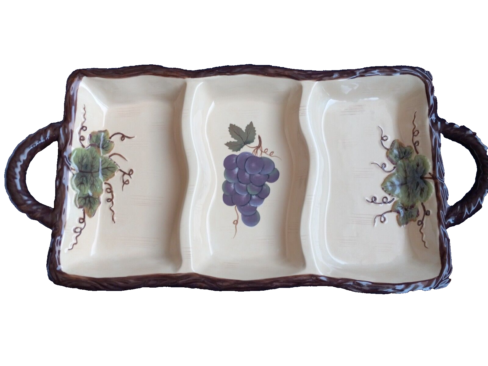 Pacific Rim China Hand Painted Exclusive 3 Section Divided Serving Dish ...