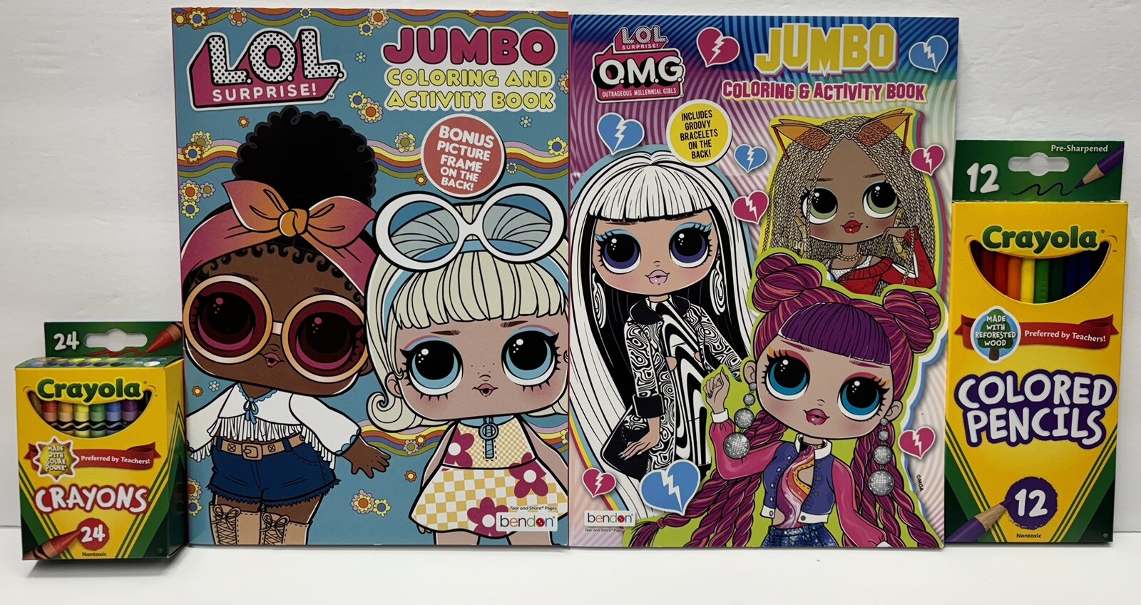4pc LOL Surprise Coloring & Activity Books, Crayons And Colored Pencils ...