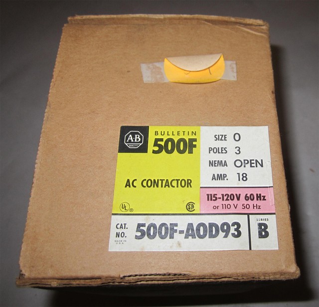 Allen Bradley AB 500f-a0d93 Contactor Size 0 Ser B 600 Volt AC 18 Amp ...