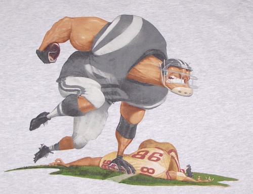 Vintage NFL Core America T-Shirt FOOTBALL "SMASH" Cartoon GRAY NWT NEW ...
