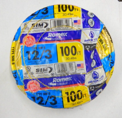 100' (30.48m) 12/3 ROMEX TYPE NM-B INDOOR ELECTRICAL WIRE BLK/RED/WHT ...