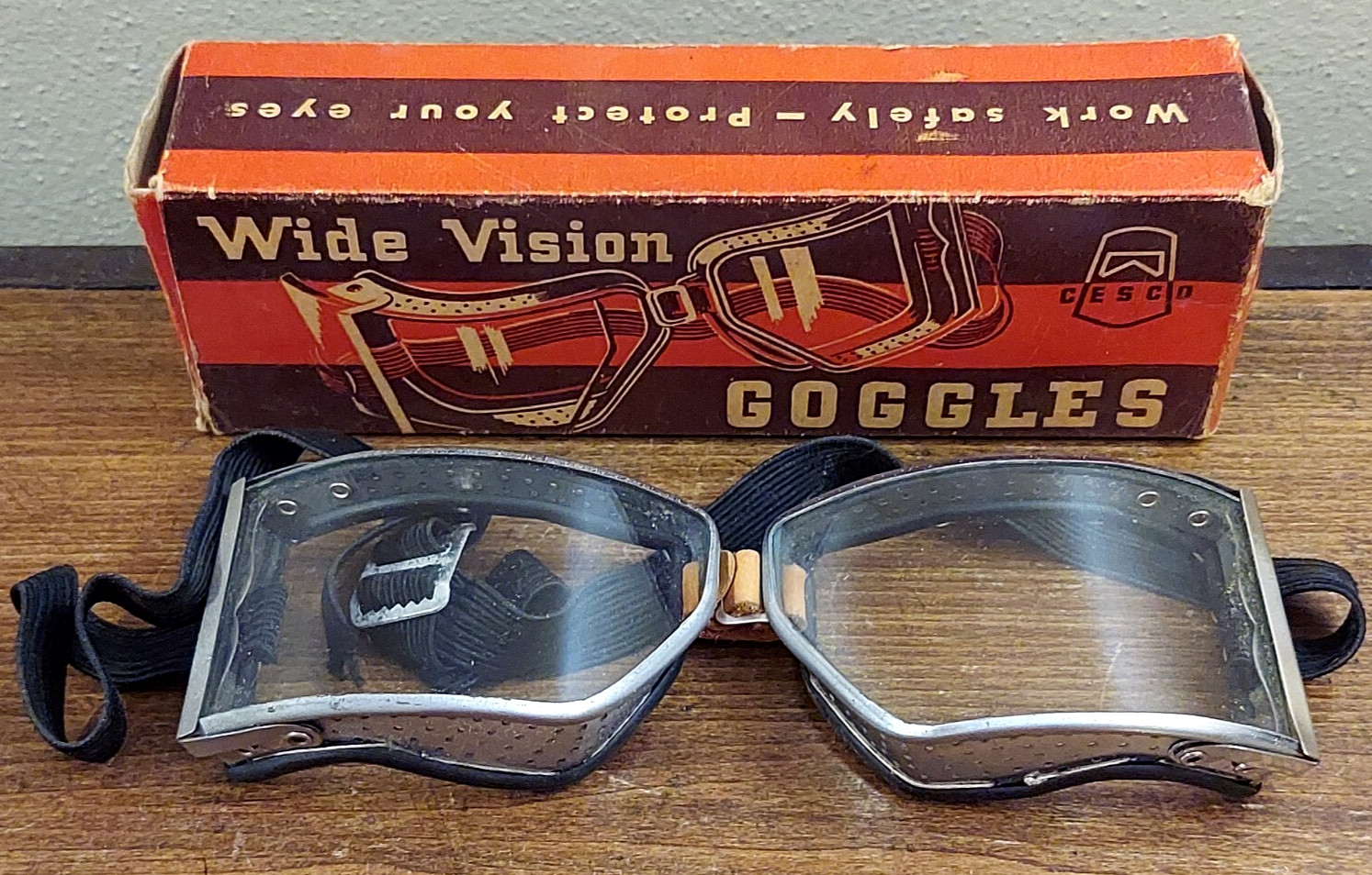Vintage Motorcycle Safety Goggles Cesco Wide Vision i… - Gem