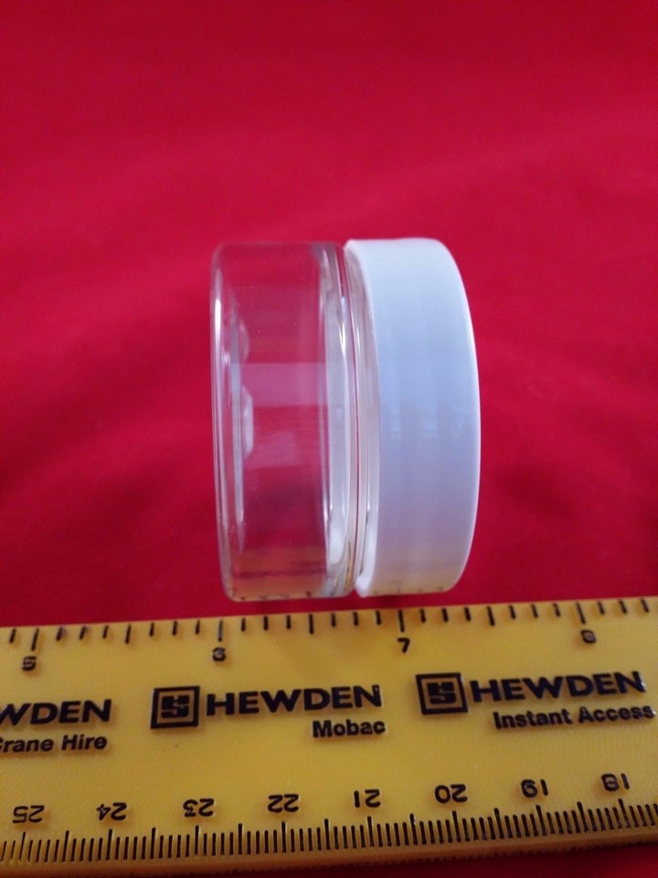 25ml Small clear plastic jar/container/pot/tub screw top wadded lid 10 ...