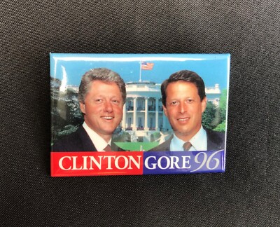 1996 - BILL CLINTON / AL GORE - Rectangle Campaign Pinback Button | eBay