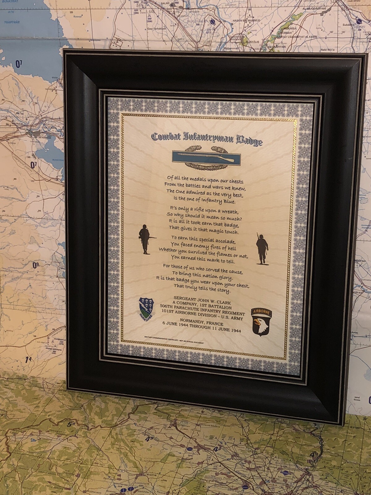 COMBAT INFANTRYMAN BADGE-PERSONALIZED POEM PRINT CERTIFICATE w/Free ...