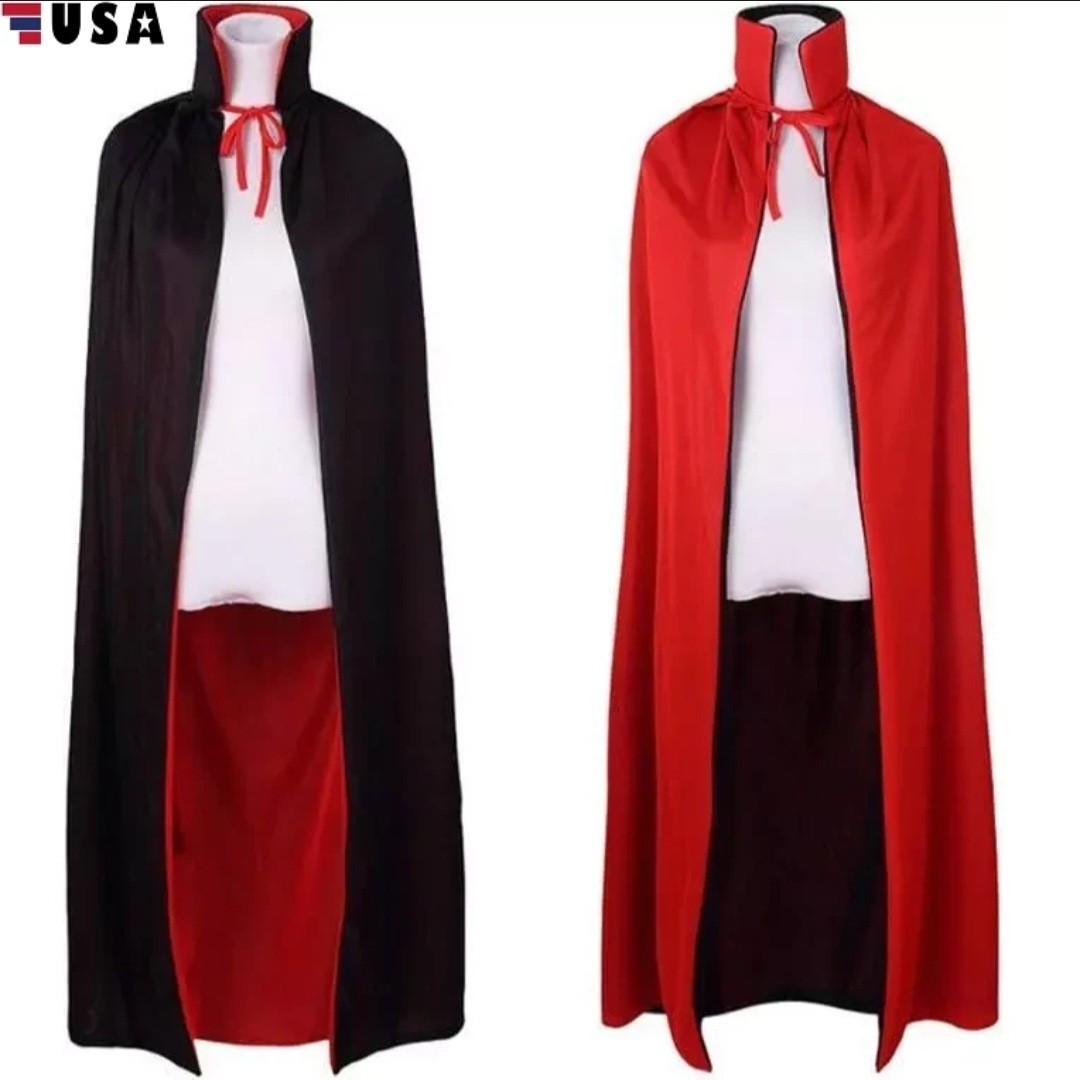 Adult Halloween Vampire Cape Costume Dracula Black & Red | eBay