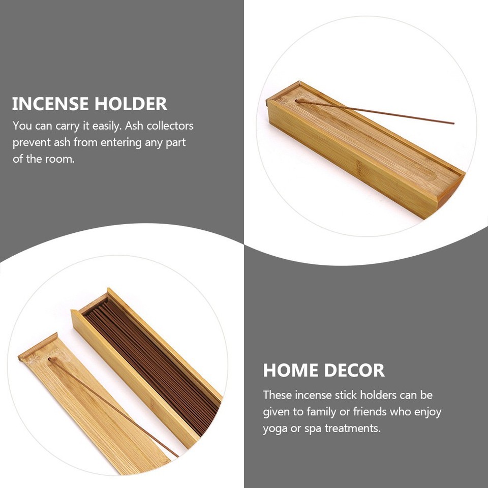 1PC Bamboo Incense Box Stick Incense Bowl Holder Burner Bamboo Box ...