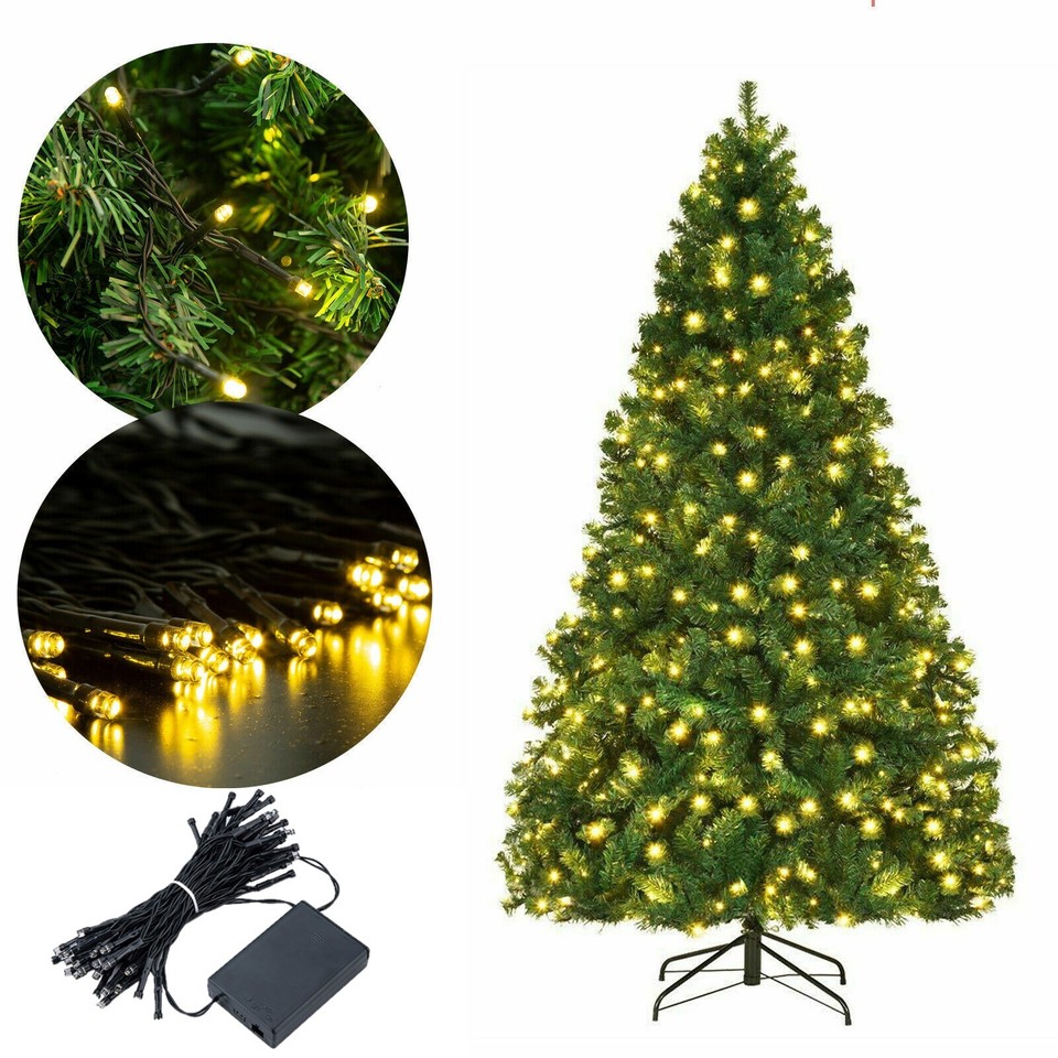4/5/6/7FT Artificial Christmas Tree with LED Lights Stand Xmas Holiday ...