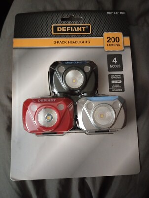 Defiant 3-Pack - LED Headlights 100 Lumens (1004 379 119) Black, Red ...