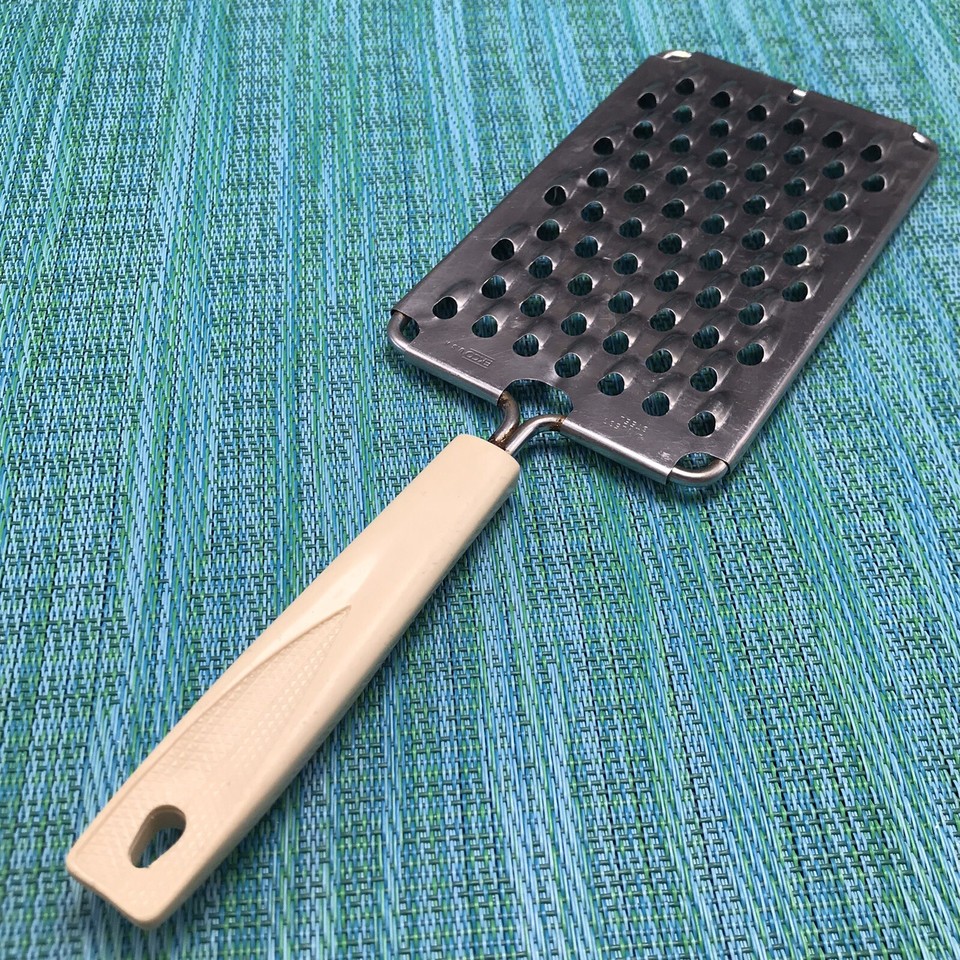 Vintage Ekco Stainless Flat Grater Shredder Almond Handle Cheese ...