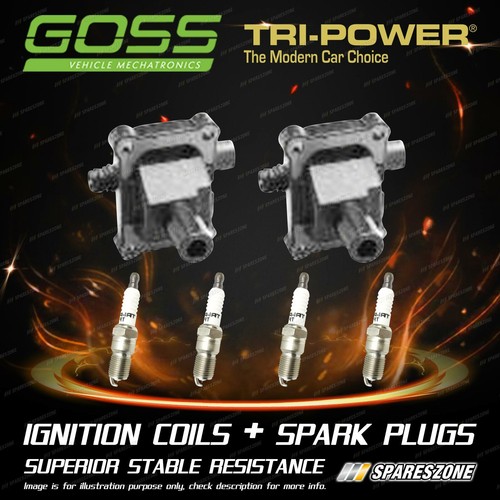 2 GOSS Ignition Coils + 4 Spark Plugs for Benz C180 C200 CLK200 E230T ...