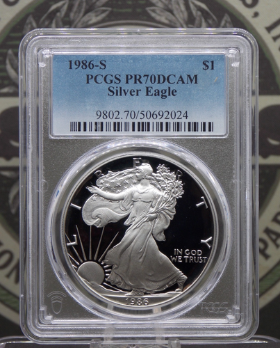1986 "S" PROOF American SILVER Eagle $1 PCGS PR70 DCAM #024 ECC&C, Inc. | eBay
