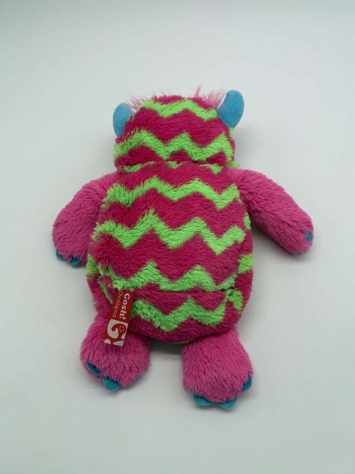 Worry Monster Plush 12" Gosh! Designs Zipper Mouth Zig Zag Pink Green ...