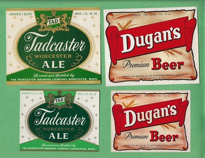 1950's Worcester Brewing Dugan's Beer Tadcaster Ale 4 Labels | eBay