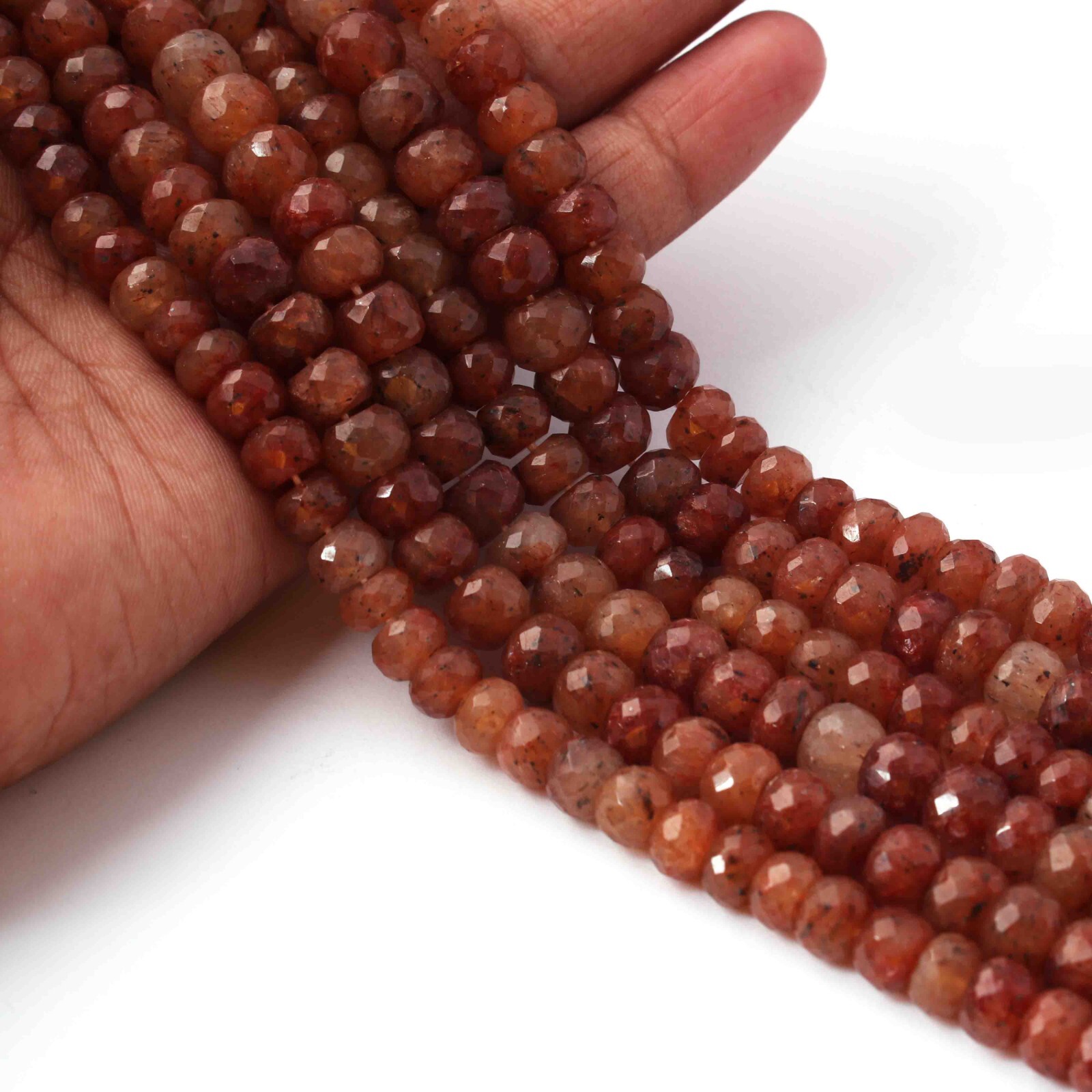1 Long Strand Brown Rutile Faceted Roundells -Round Shape Roundells 7mm ...