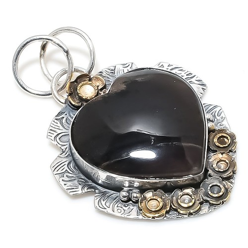 Natural Honey Dendritic Gemstone 925 Sterling Silver Two Tone Pendant 1 ...