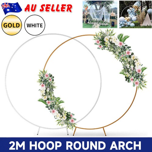 2M Round Hoop Arch Mesh Backdrop Flower Display Stand Frame Wedding ...