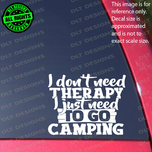 Camping Therapy Funny Window Decal Bumper Sticker Hiking Outdoors ...