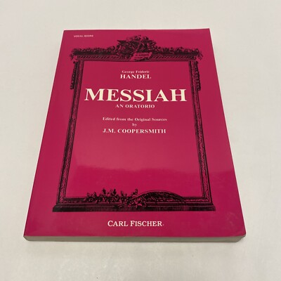Messiah Vocal Score - An Oratorio - Carl Fischer - Handel - Pre Owned ...