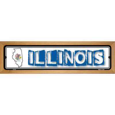 Illinois State Outline Novelty Wood Mounted Metal Small Street Sign WB ...