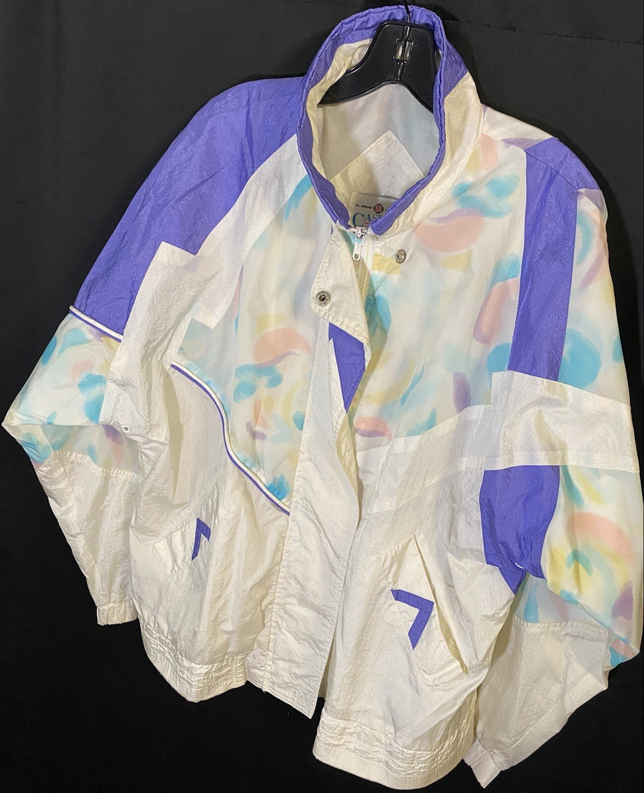 Vintage 90s Casual Club Windbreaker Jacket Geometric Vaporwave Memphis ...