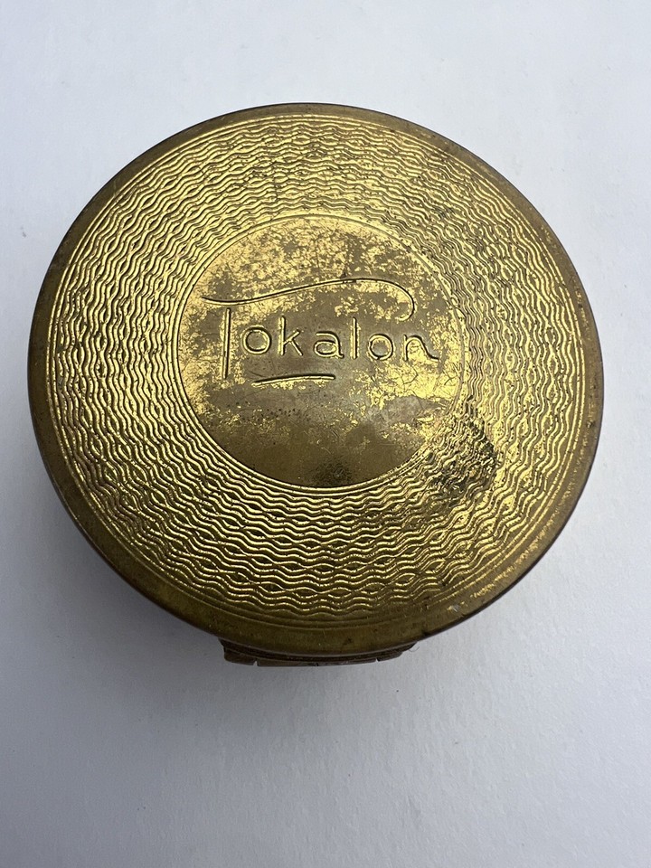 RARE Antique TOKALON Paris 1920-30s Brass Face Powder Cosmetics Compact ...
