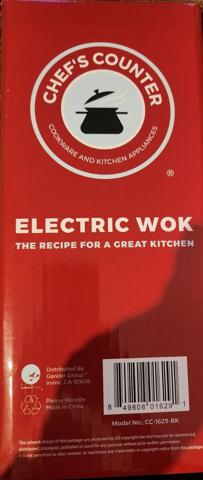Chef’s Counter 2-Piece Electric Wok with Tempered Glass Lid – Non-Stick ...
