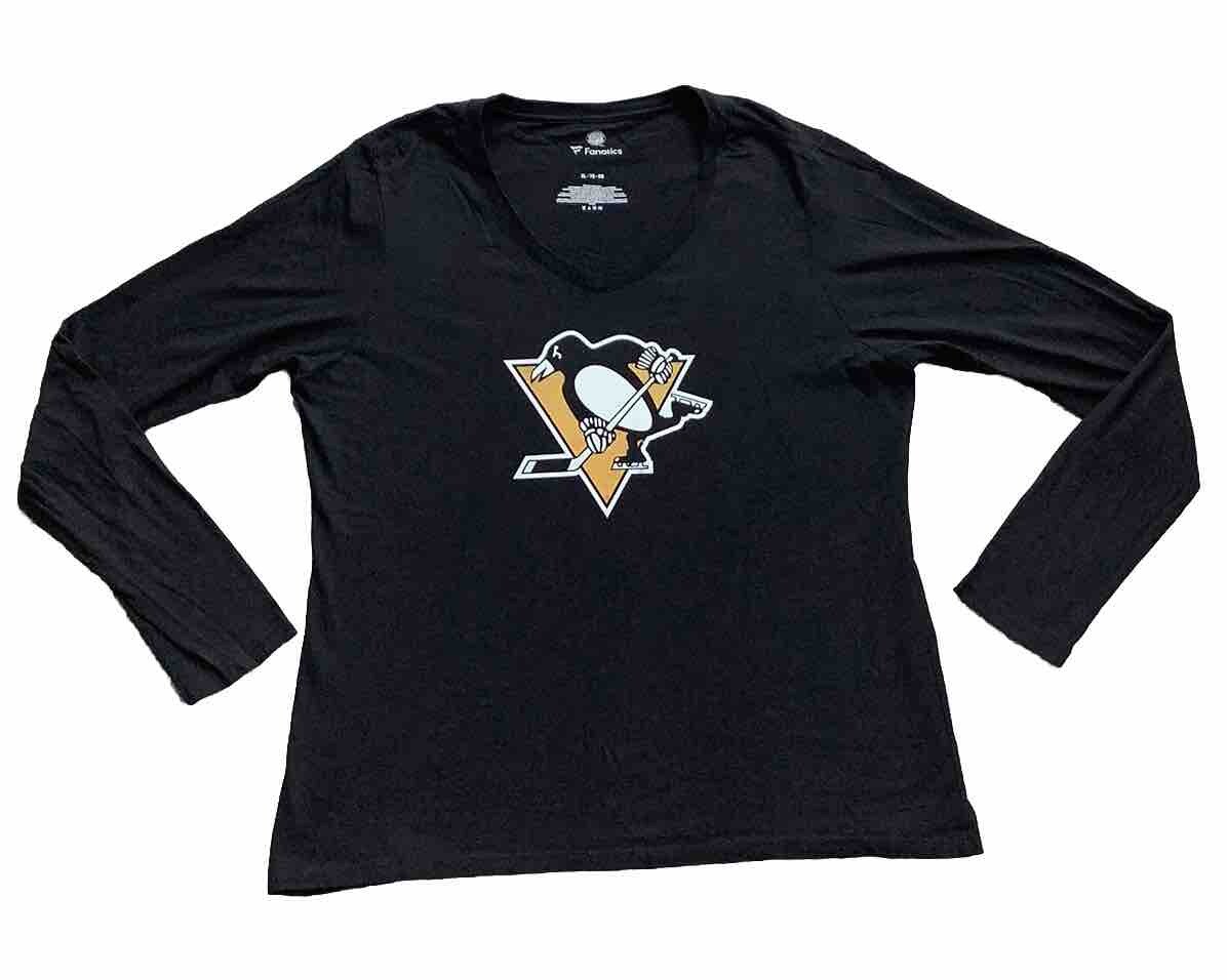Pittsburgh Penguins Shirt Womens Black Long Sleeve NHL Hockey Ladies #1 ...