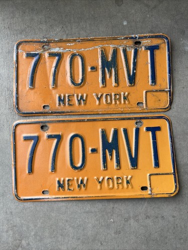 2 Vintage 1970s New York State NY License Plate Tag Set Pair Matching ...