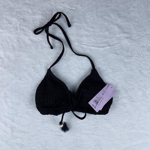 Wild Fable Crochet Triangle Bikini Top Women's XXS Black Halter ...