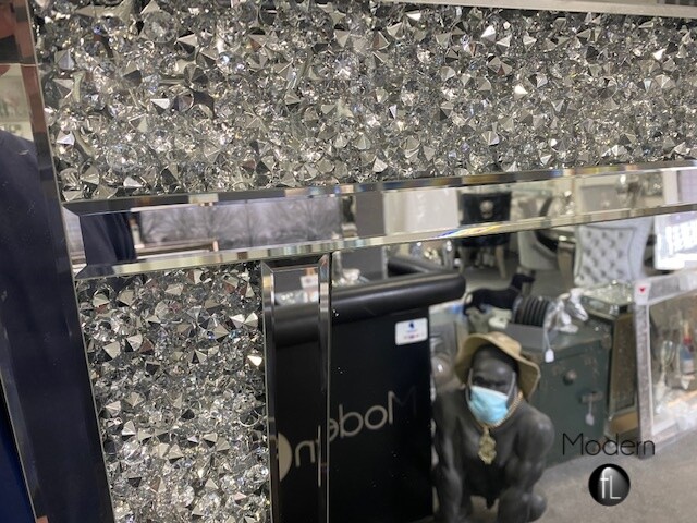 Extra Large 160x80 crushed diamond wall mirror, large leaning sparkle ...