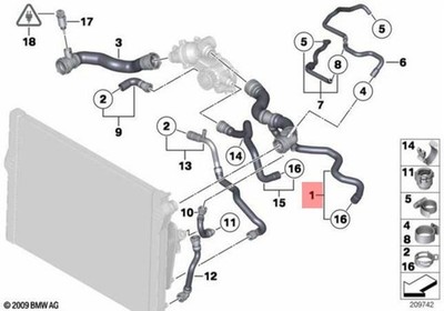 Genuine BMW F01 F02 F03 Sedan Radiator Coolant Hose OEM 17127591087 | eBay
