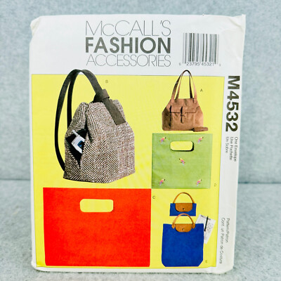 McCalls 4532 Totes and Sling Backpack Bag Sewing Pattern Fashion ...