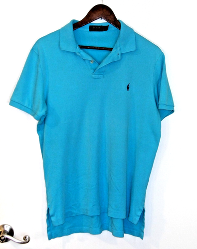 Polo Ralph Lauren Polo Shirt Mens Large Solid Turq. Blue / Navy Pony ...