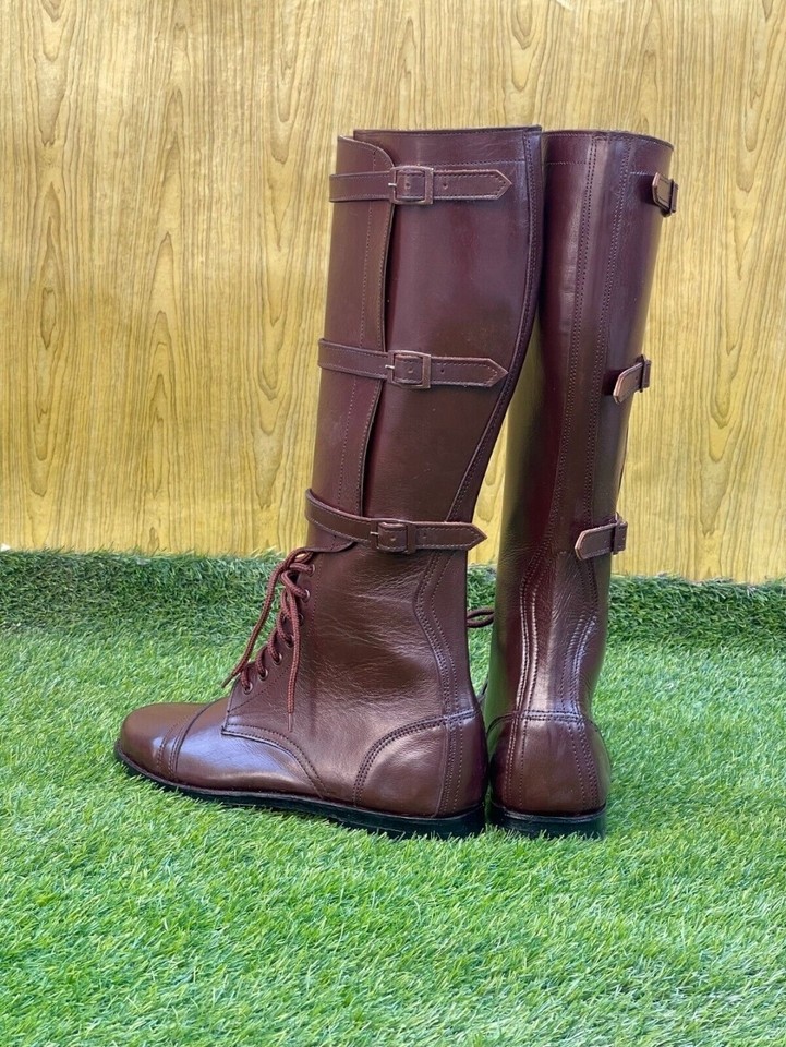 US M40 CAVALRY 3 BUCKLE BROWN LEATHER BOOTS OFFICER RIDING BOOTS - All ...