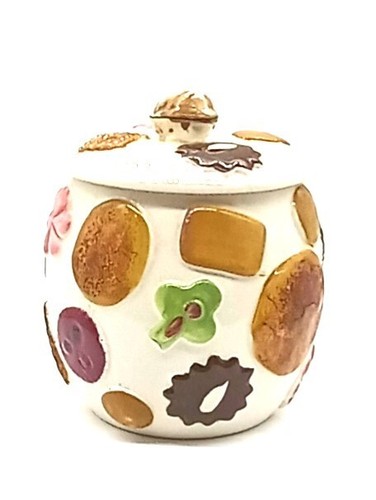 Vintage Cookies All Over Jar with Walnut shaped Handle on Lid Ceramic ...
