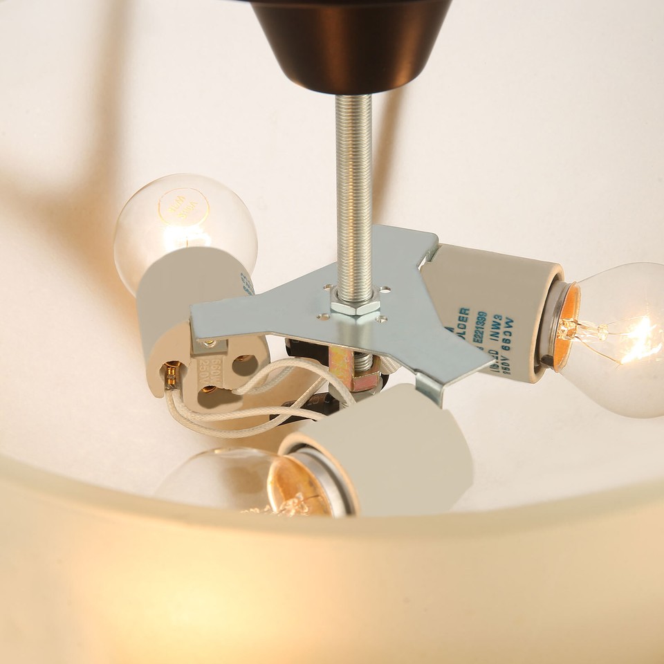 3-Light 60 Watts Antler Glass Semi Flush Mount Fixture Ceiling Lighting ...