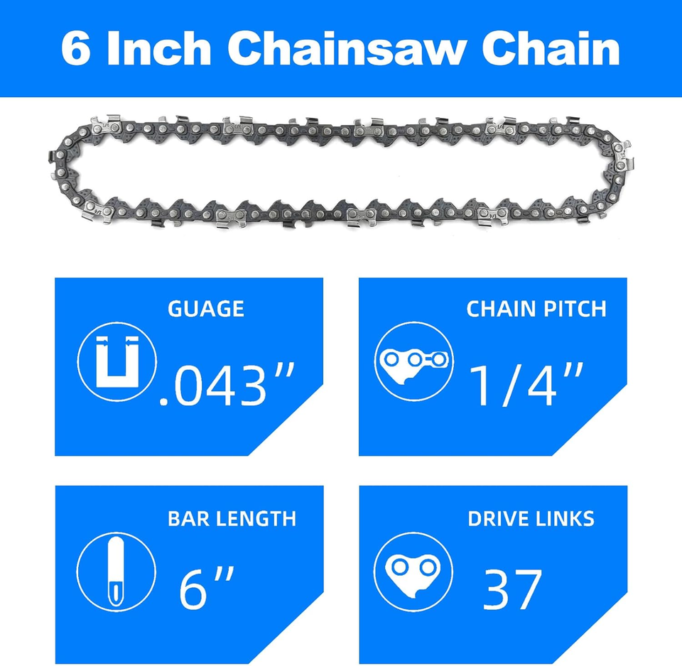 2Pack 6 Inches Mini Chainsaw Chains, 6'' Cordless Chainsaw Blade Chain ...