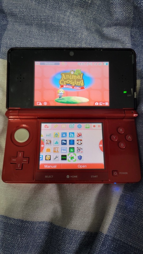 Nintendo 3DS Flame Red 64GB SD Card Mario Kart 7 Animal Crossing ...