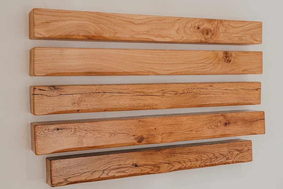 Oak beam mantel fireplace fire surround floating shelf wooden mantle ...