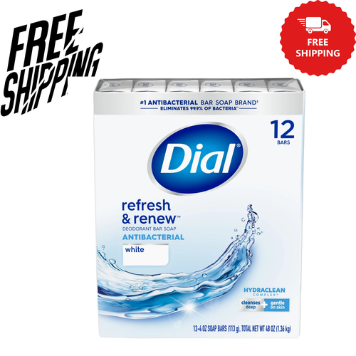 Dial Antibacterial Bar Soap, Refresh & Renew, White, 4 oz, 12 Bars | eBay