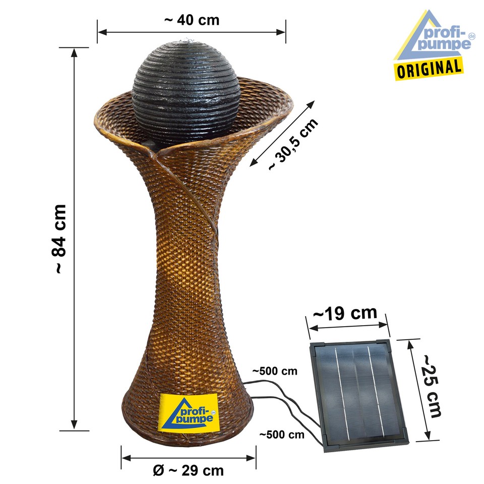 SOLAR BRUNNEN SPRINGBRUNNEN GARTEN BRUNNEN ZIER SOLAR WASSERSPIEL ...