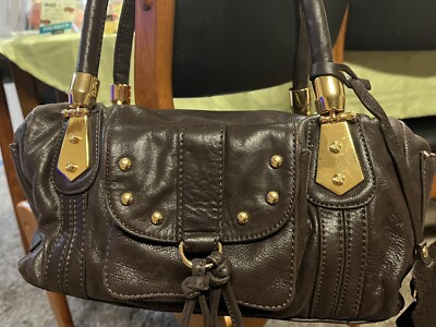 NWT $295 Rough Roses Brown Satchel Soft leather bag | eBay