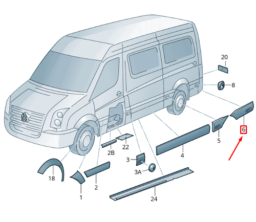 NEW VOLKSWAGEN CRAFTER 2F MK1 REAR RIGHT PROTECTIVE STRIP 2E1853536BS ...