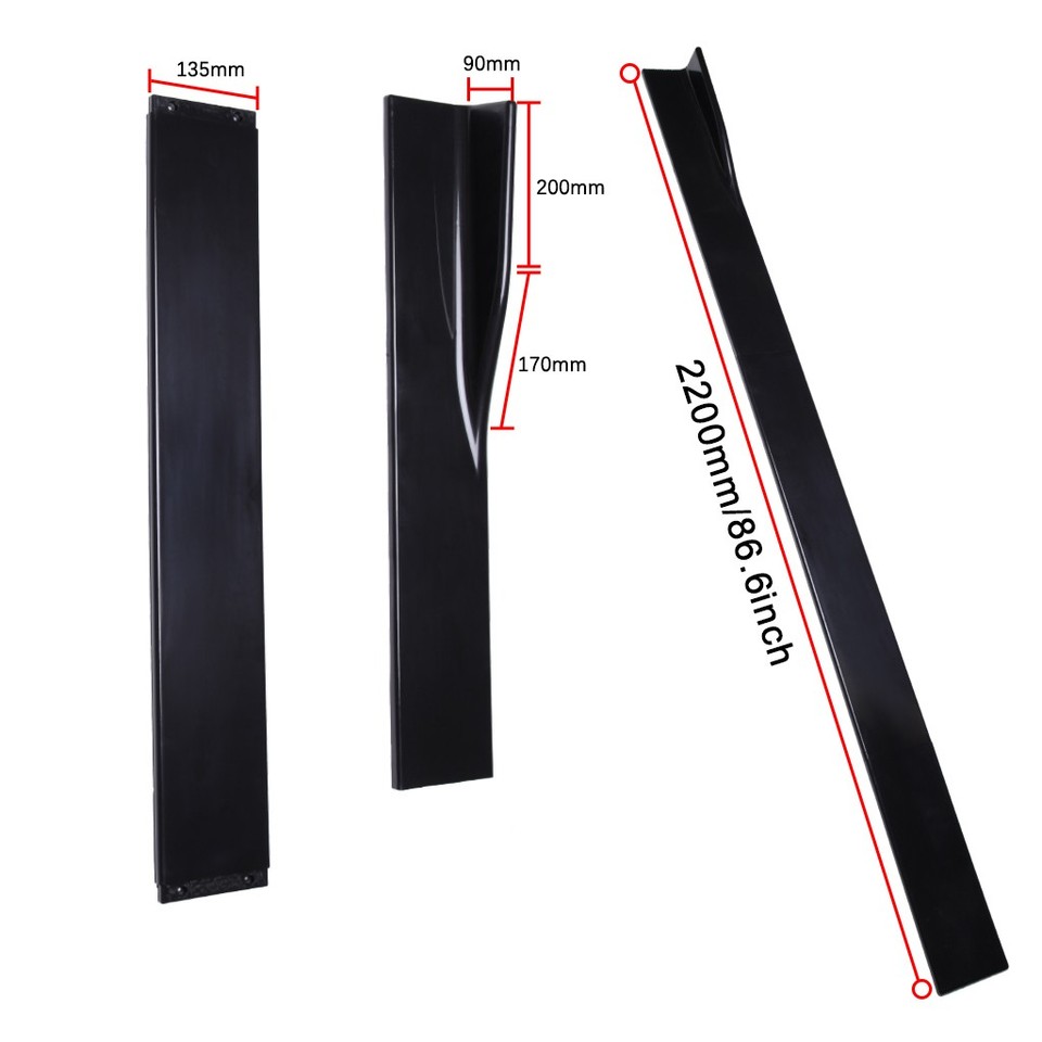 For Audi A4 S4 Glossy Front Bumper Splitter Spoiler Lip + Side Skirts ...