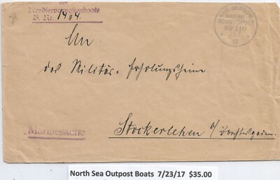 WW1: Germany Marine Schiffspost: North Sea Outpost Boats 7/23/1917 ...